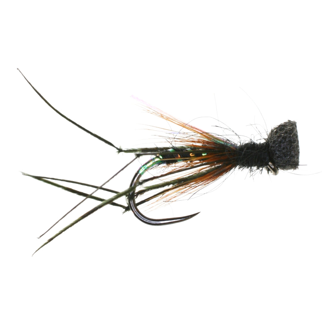 Popper Hopper Black Barbless – Peaks Fly Fishing