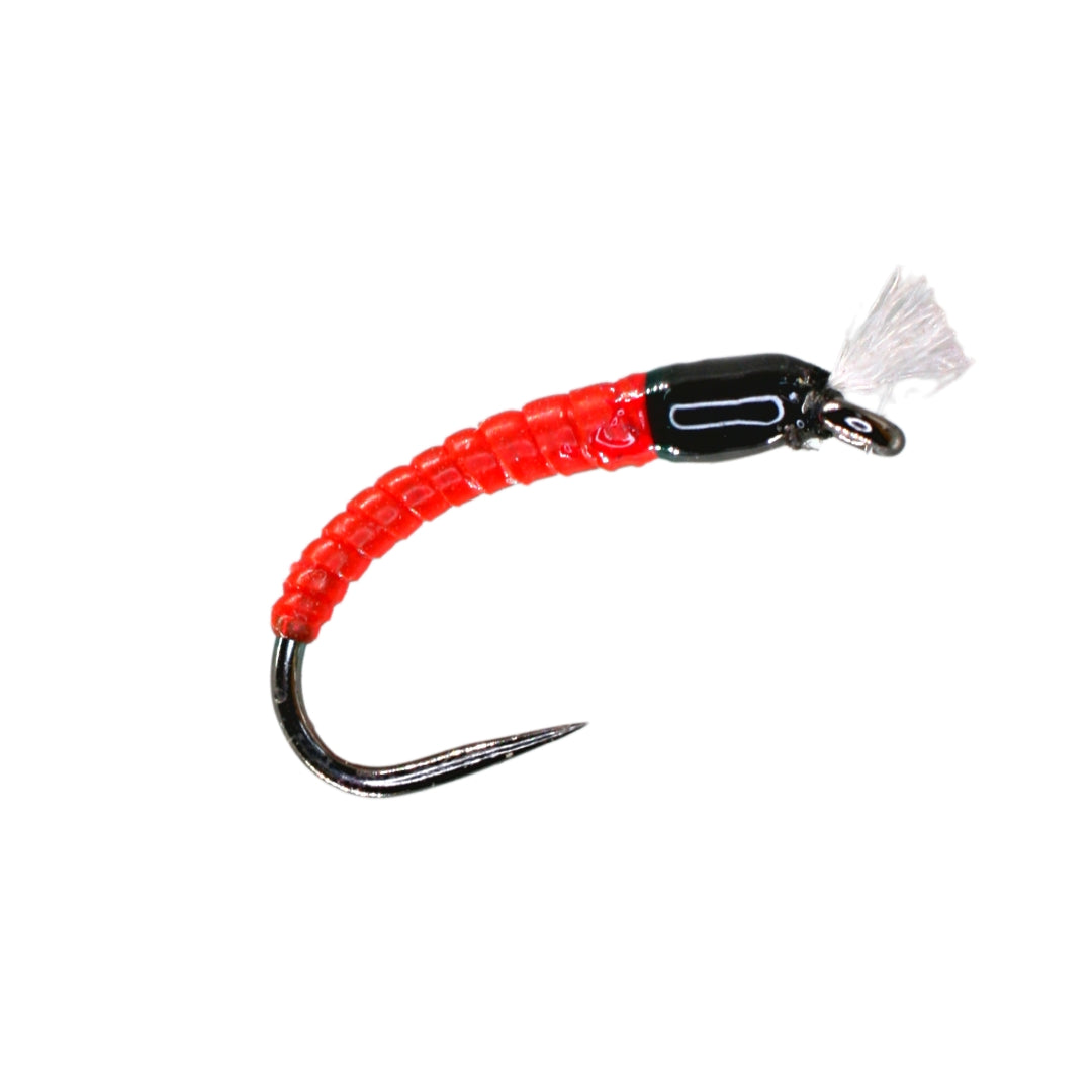 Volcano Bug Blood Red Barbless – Peaks Fly Fishing