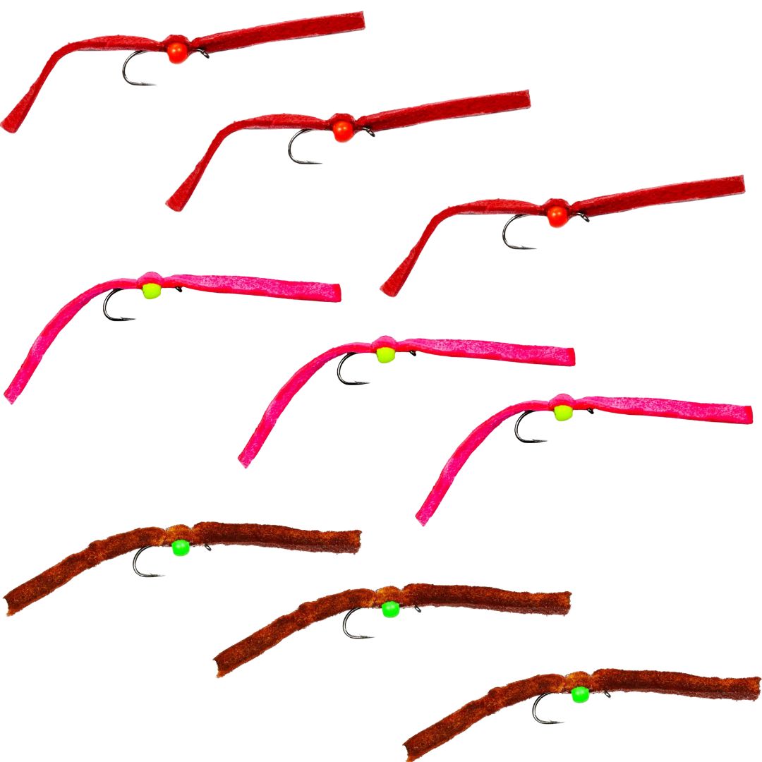 Chamois Worm Quick Buy - 3 Of Each Colour (9 Flies) – Peaks Fly Fishing